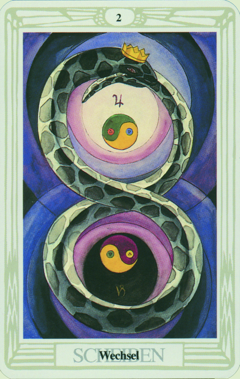 Tarotkarte Zwei der Scheiben im Crowley-Thoth Tarot | tarot.de