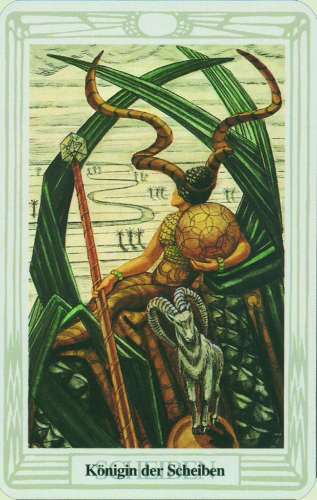 Tarotkarte Königin der Scheiben im Crowley-Thoth Tarot | tarot.de